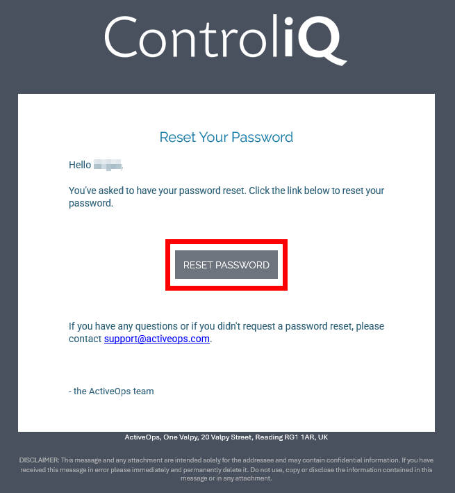 ControliQ Password Reset – ActiveOps
